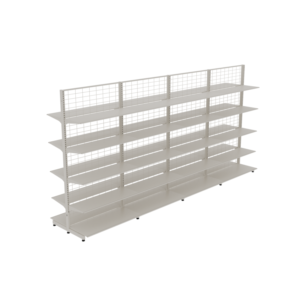 Double Gondola-Wire Panel with Solid Shelves-Load Max 30 kg.-(1 Start ...